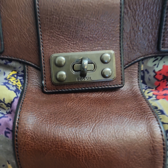 Fossil | Bags | Fossil Vintage Reissue Large Leathertapestry Weekender ...